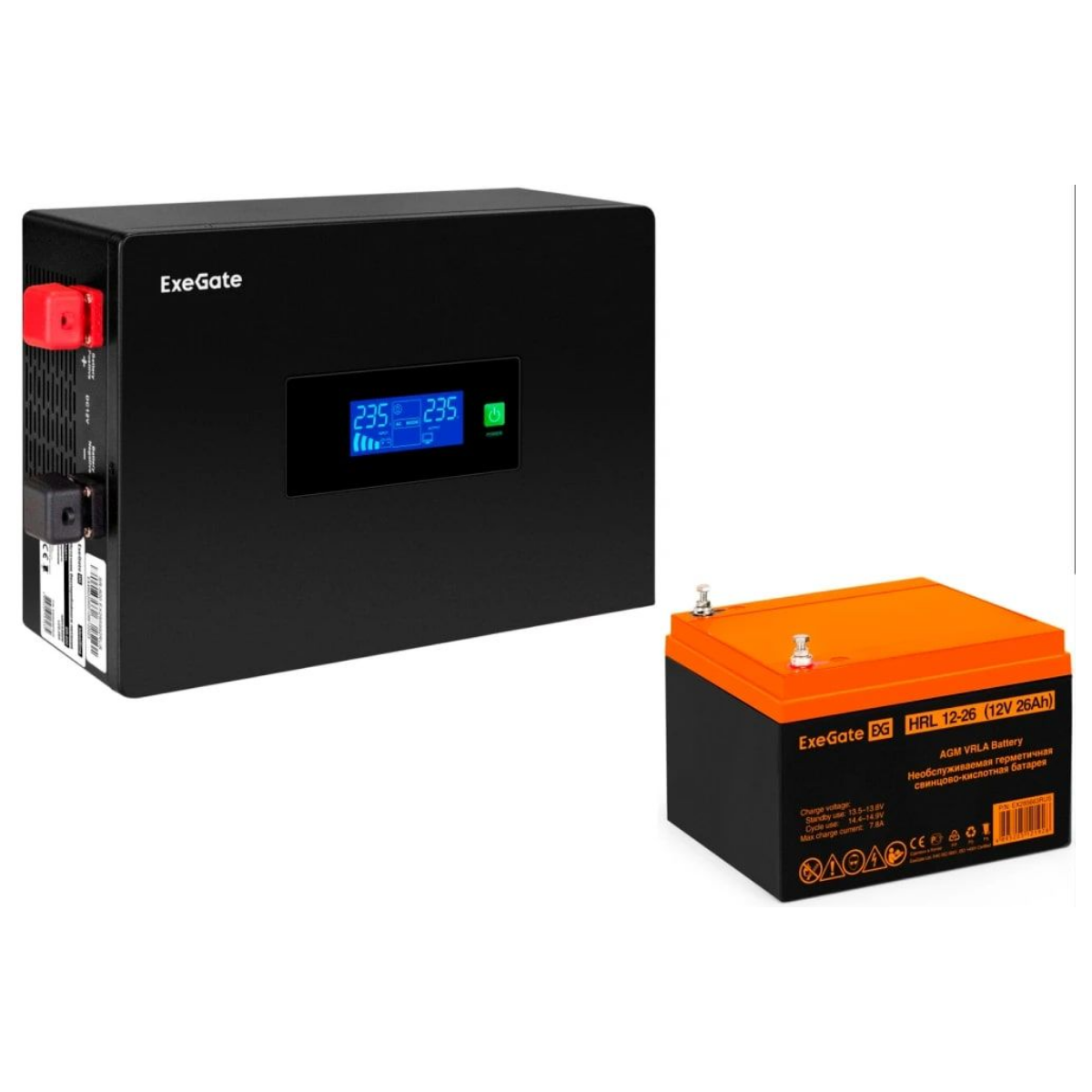 Комплект ИБП ExeGate IdealSine SR-1000. LCD.2SH + батарея (EX297404RUS) черный
