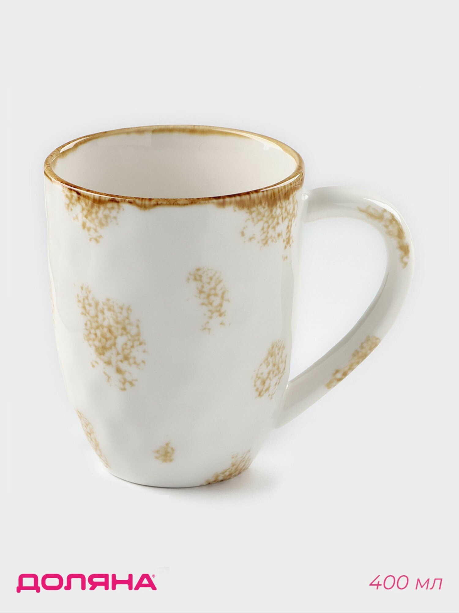 Кружка Organic Gold, 400 мл, фарфор, белая, дополнительный аксессуар: без аксессуаров