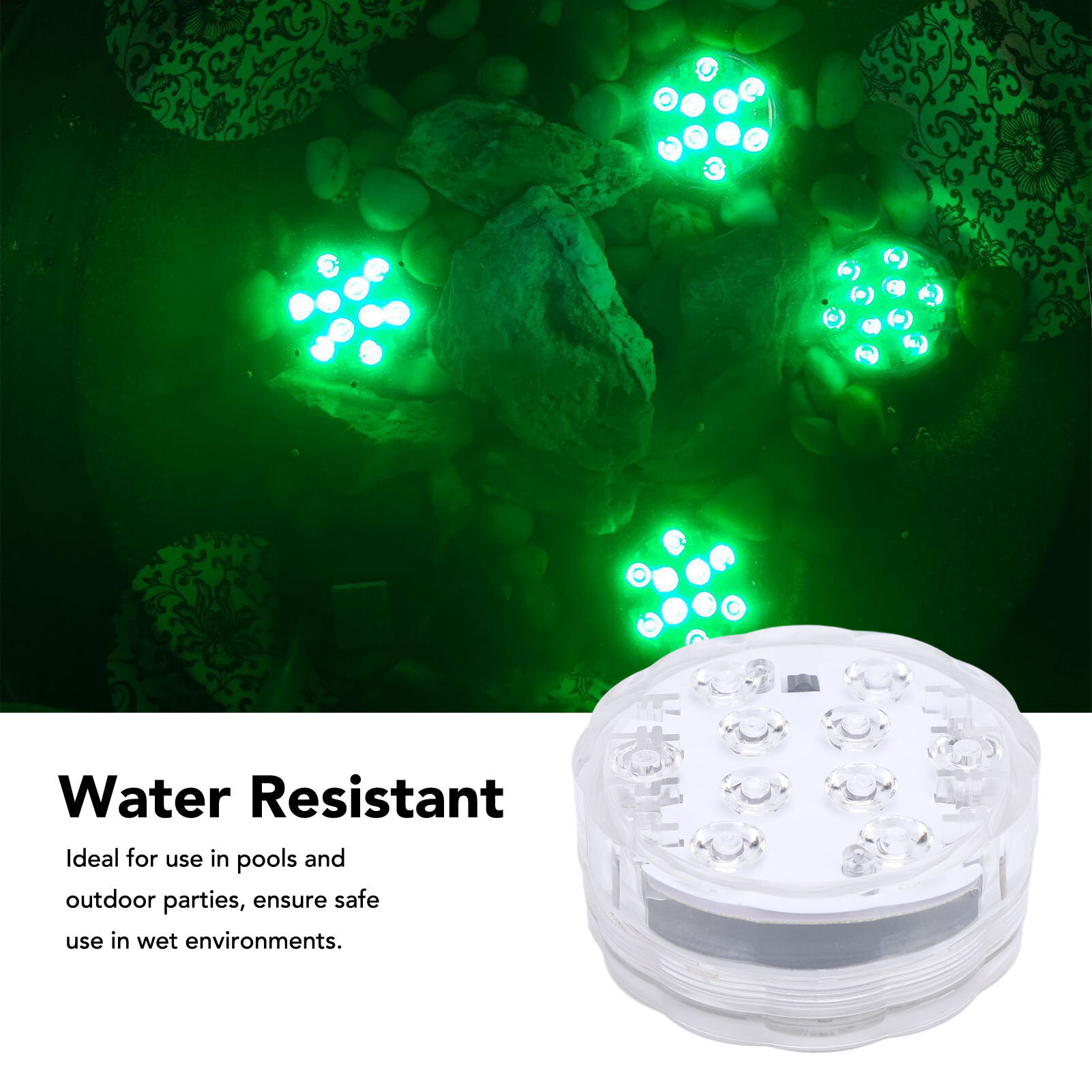 Освещение бассейна с 24-кнопочным пультом дистанционного управления, 10 светодиодных лампочек, водонепроницаемый RGB-магнитный подводный светильник IP68 для вечеринки на открытом воздухе