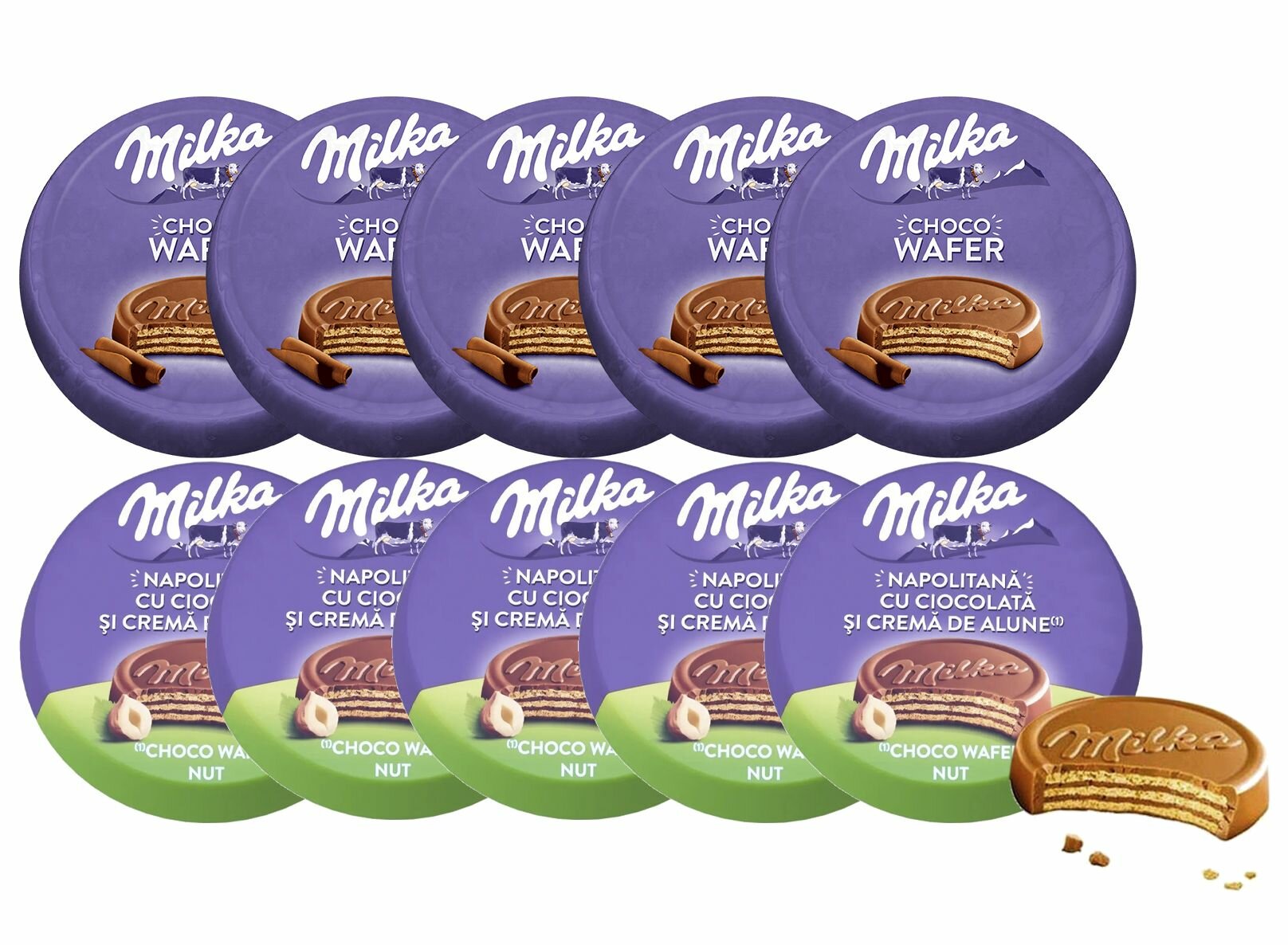 Вафли Milka Choco Wafer микс 5+5, Милка Чоко Вафер микс 30гр х 10шт