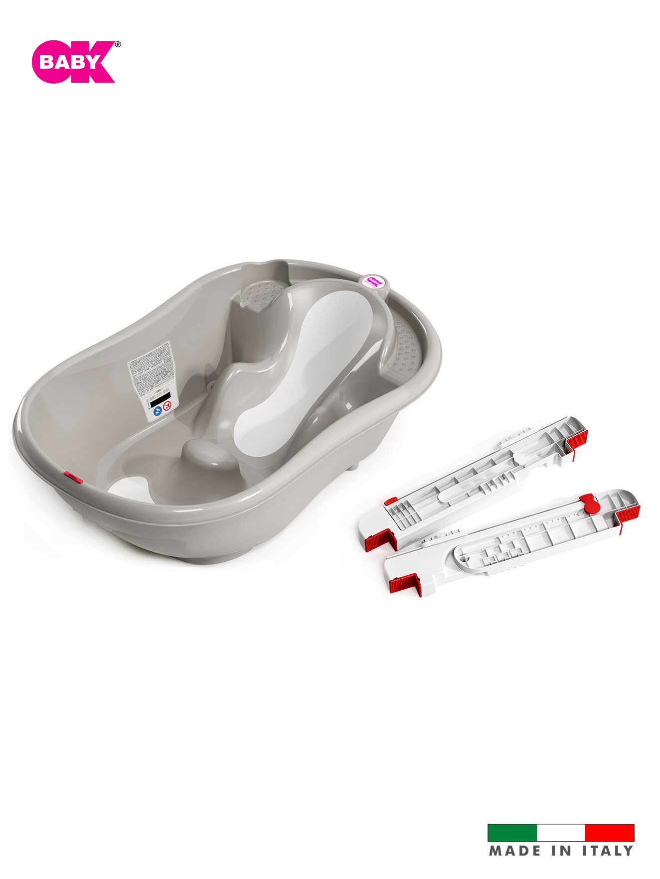 Комплект ванночка Ok Baby Onda Evolution+ крепление для ванной Серый