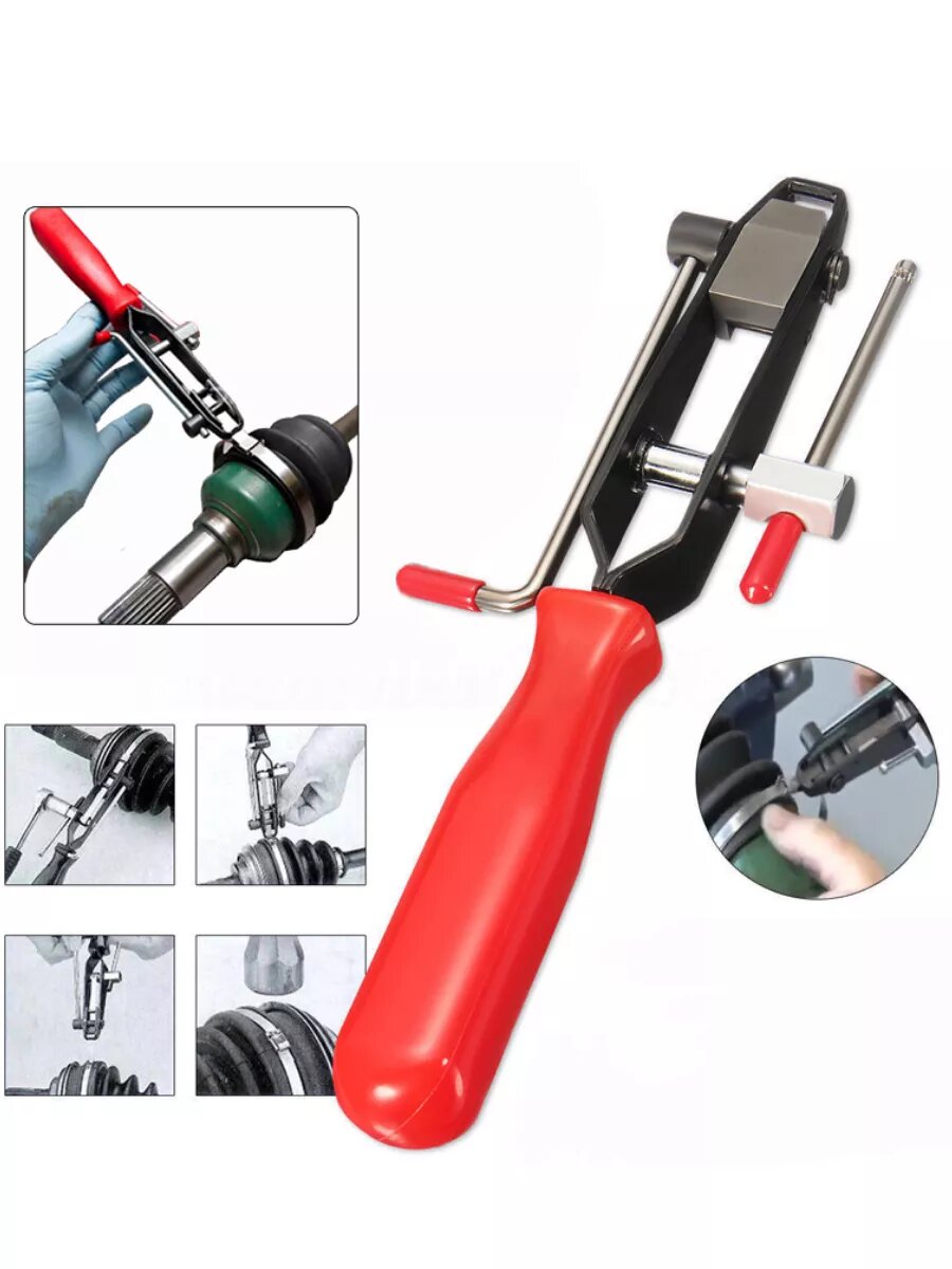 Зажим клещи для ленточных хомутов шруса, сталь, эргономичные ручки