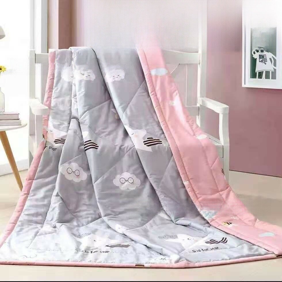 Летнее одеяло мягкое хлопковое с наполнителем для домашнего использования и подарка стиль 3 140 200 см