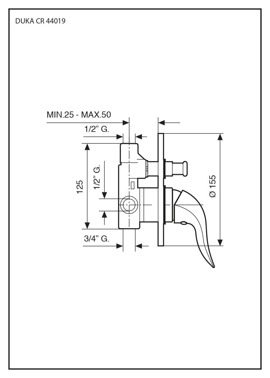 Emmevi Duka, смеситель внутристенный на 2 выхода, цвет хром
