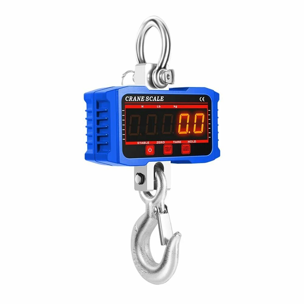 Высокоточные подвесные крановые весы с цифровым дисплеем 1000 кг, синие, английский + пульт дистанционного управления