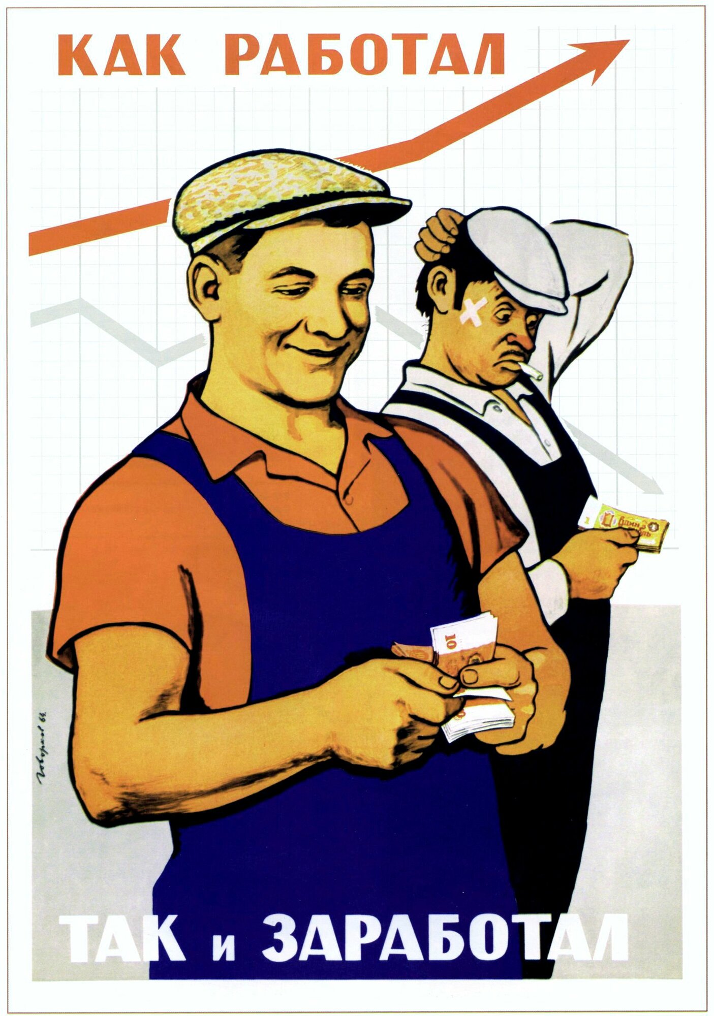 "Как работал - так и заработал". Советский агит. плакат А2_003.
