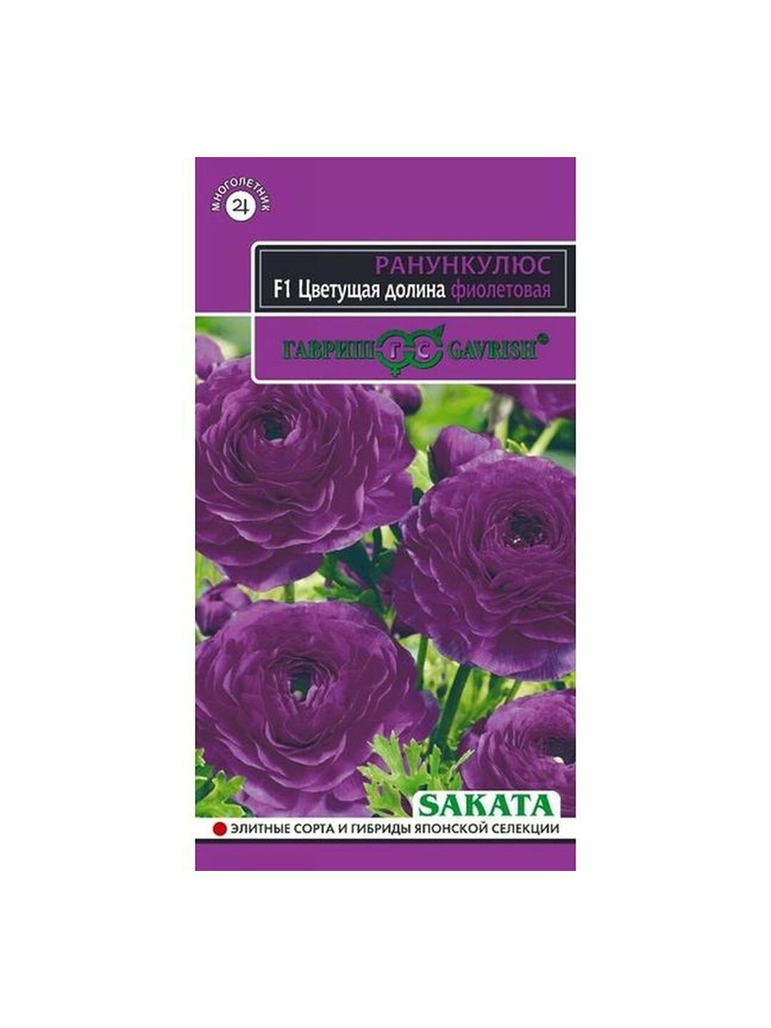 Семена Ранункулюс Цветущая долина фиолетовая F1, многолетние, Гавриш - Эксклюзив - Саката, 1 пачка - 3 семя