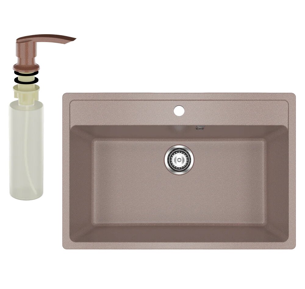 Мойка кухонная Ulgran U-600 307 прямоугольная, 51x76, коричневая, матовая, российская