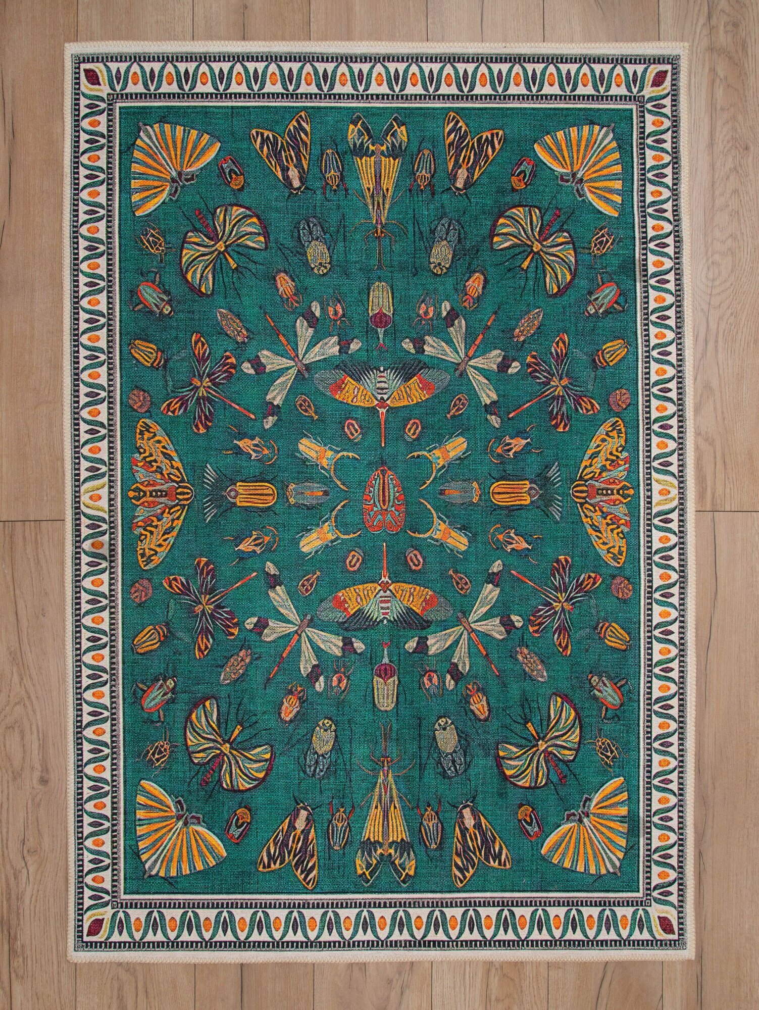 Ковер изумрудный с насекомымиN, 1.2 x 1.8 м