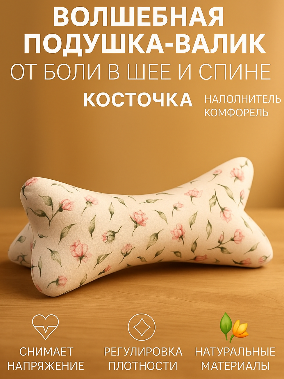 Ортопедическая подушка для сна валик для шеи и спины подарок девушке и беременной Owl&EarlyBird Прованс