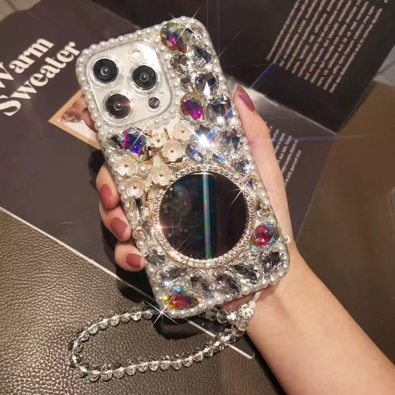 Зеркало Pearl rhinestone, для Apple 13PRO цвет жемчужина, горный хрусталь