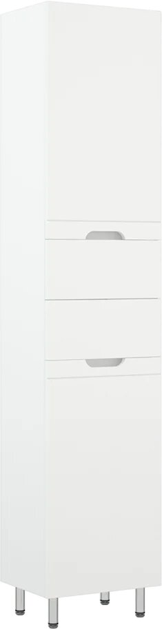 Шкаф-пенал для ванной Corozo Лея Z2 40 с бельевой корзиной, напольный, 40 см, белый, глянцевый, с ящиком, с дверками, из МДФ