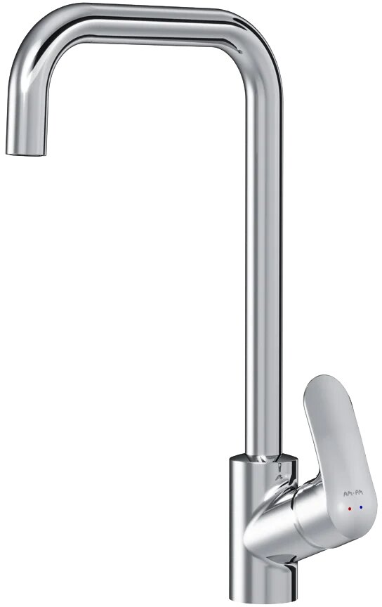 Смеситель для кухни AM.PM Like F8006000 с поворотным изливом, хром, глянцевый, однорычажный, латунный, с керамическим картриджем