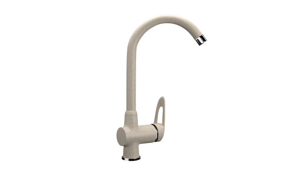 Смеситель для кухни Ulgran U-006 U-006-328 с поворотным изливом, бежевый, матовый, однорычажный, латунный, с керамическим картриджем