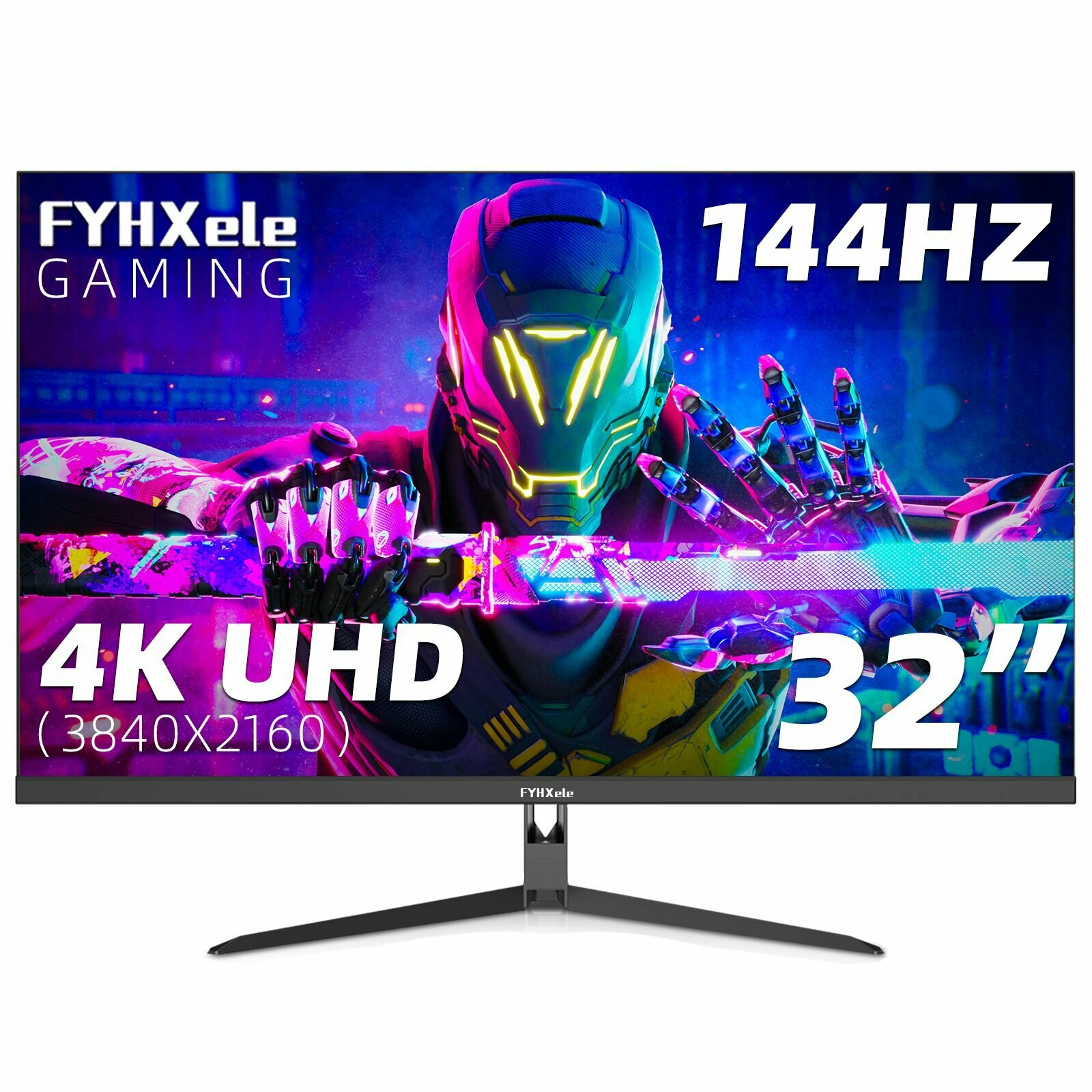 FYHXele 32-дюймовый игровой монитор 4K UHD 144 Гц 3840x2160P IPS 1 мс отклик HDR 400 Светодиодный дисплей Бесплатная синхронизация KVM DP/HDMI/TYPE-C 65 Вт