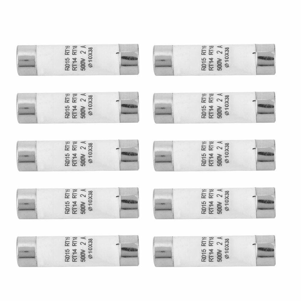 Цилиндрические предохранители, 10 шт, 2А, 380-500В