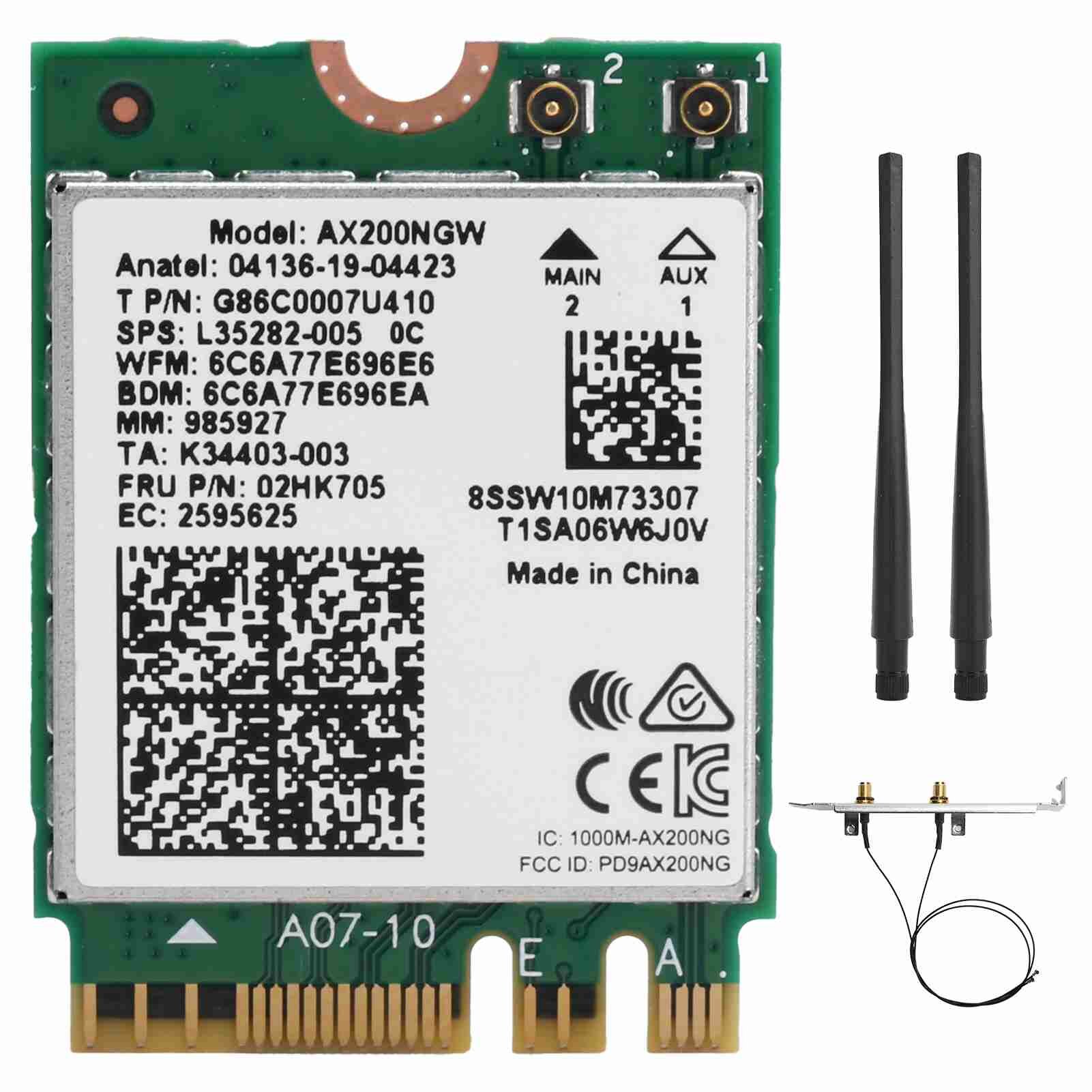 M.2 Wi -Fi Card с антенной двойной компьютерной аксессуары AX200NGW 802.11AX NGFF Bluetooth 5.1 (перегородка соединительной антенны)