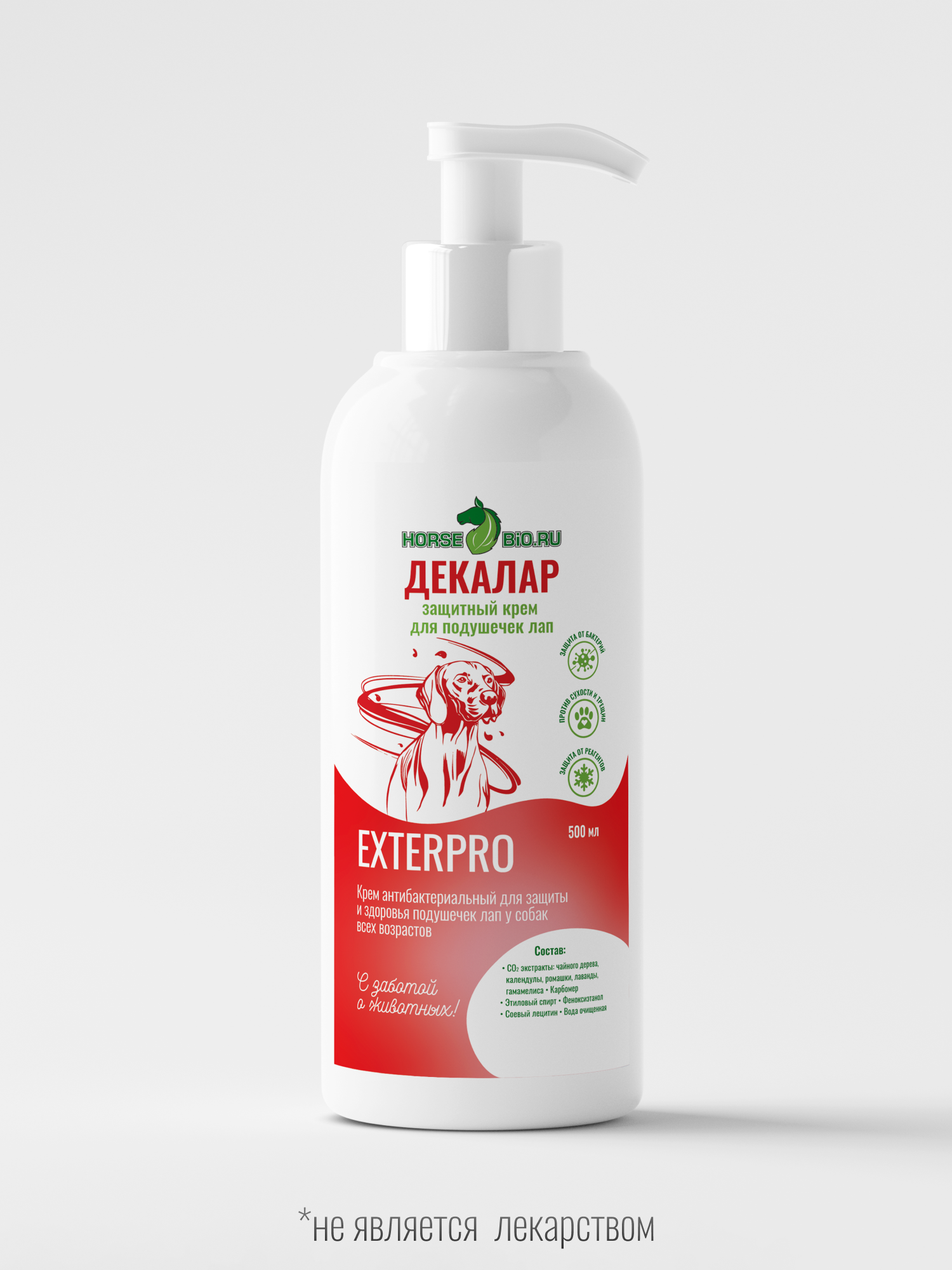 Крем декалар Horse-Bio ExterPro для подушечек лап собак, 500 мл