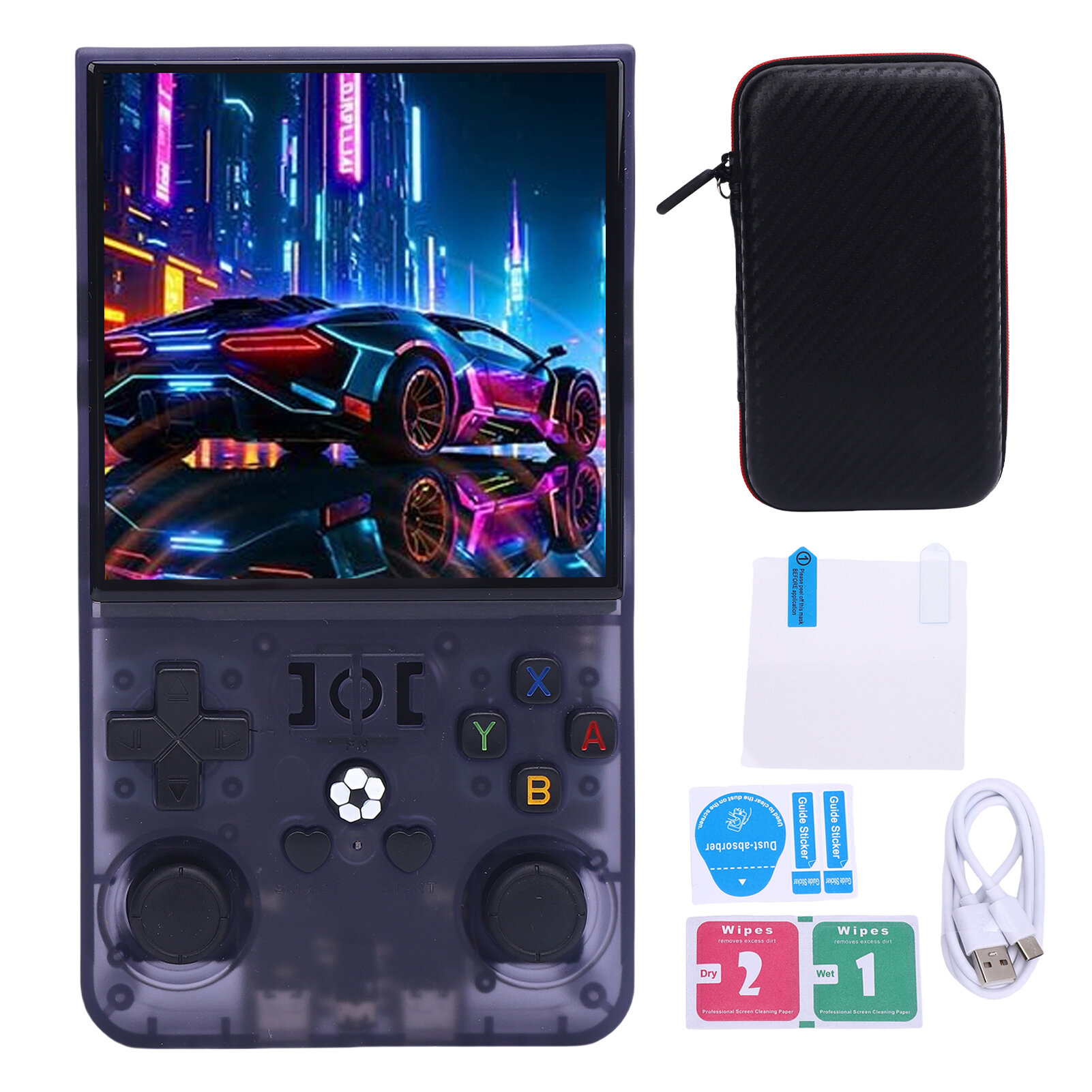 Портативная игровая консоль для системы Linux, полупрозрачный серый цвет, 4-дюймовый экран 720x720, аккумулятор 4000 мАч, два джойстика, портативная, в стиле ретро, для путешествий, 128 г.