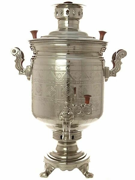 Самовар угольный никелированный на дровах 7 литров Чукотка Уникальная модель производства завода "Штамп" периода 80-х годов XX века.