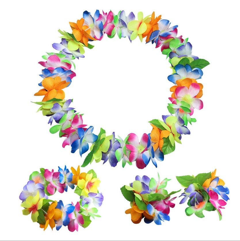 Гавайский набор Алоха тропики: ожерелье, венок, 2 браслета