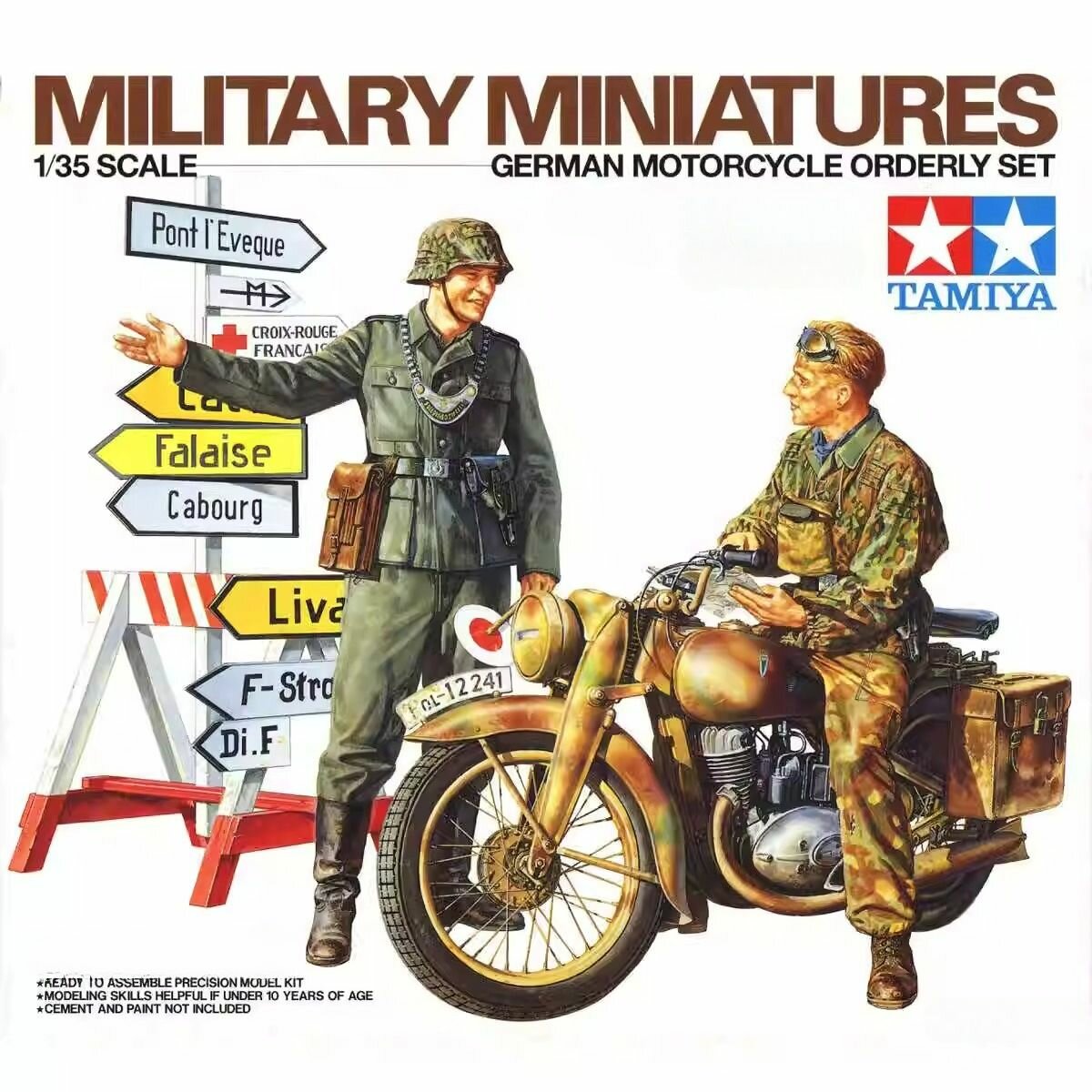 Tamiya 1/35 Немецкий набор обслуживания мотоцикла DKW NZ350, детализированные подвеска и мотор, фигурка офицера военной полиции и дорожный знак для диорамы