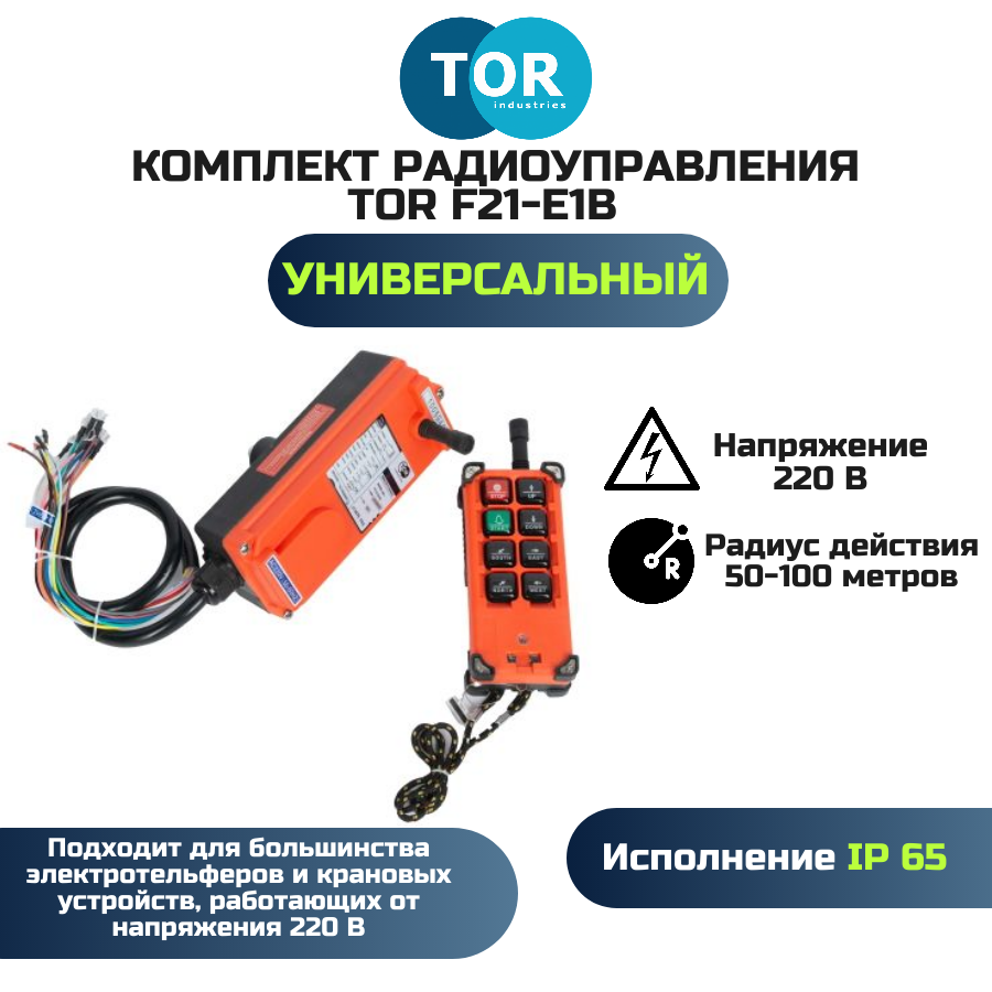 Комплект радиоуправления TOR F21-E1B (220В, 6 кнопок) радиус действия до 100м