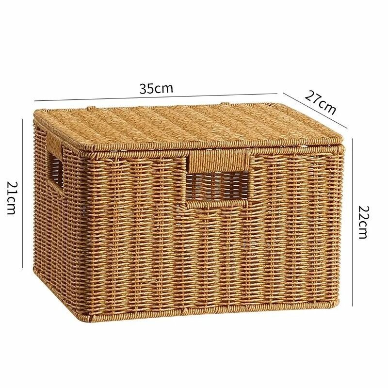 Три дырки Плетеная корзина для хранения с крышкой длина 35 см, ширина 27 см, высота 22 см.
