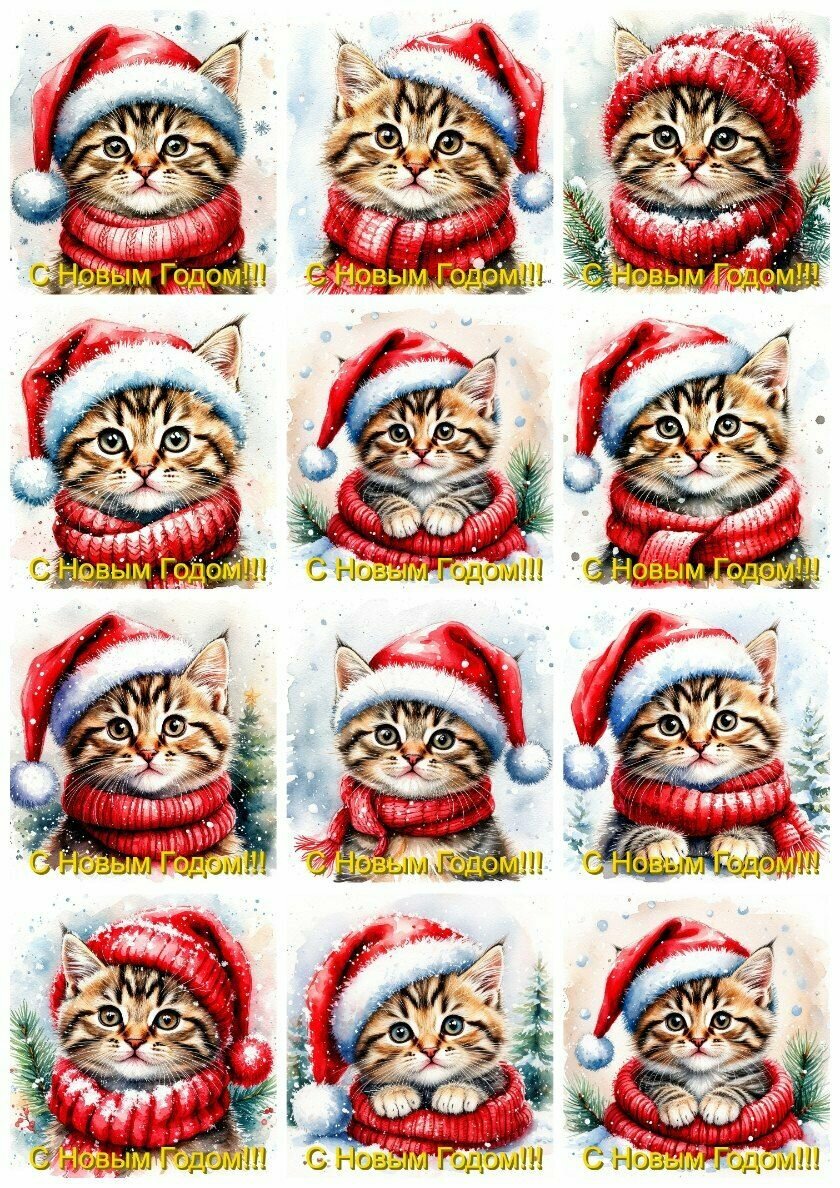 Водорастворимая картинка для мыла "Котики" А4