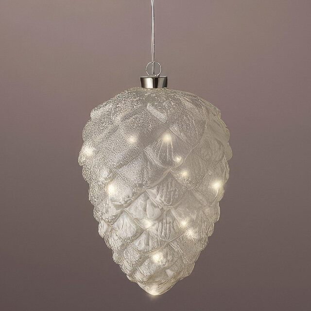 Подвесной светильник Шишка - Perfecto 21*15 см, 15 теплых белых LED ламп, таймер, на батарейках, стекло, Kaemingk, 487012