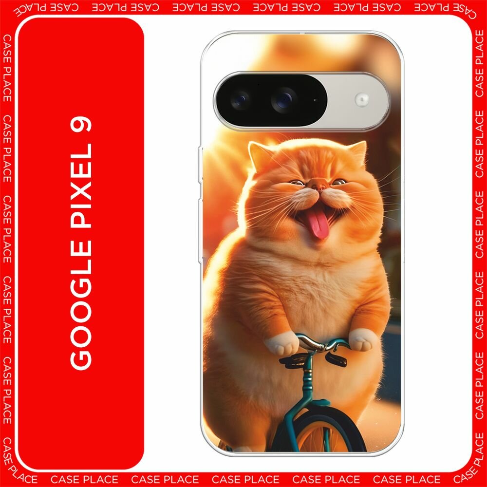 Чехол на Google Pixel 9 / Гугл Пиксель 9 с принтом "Кот на велике"