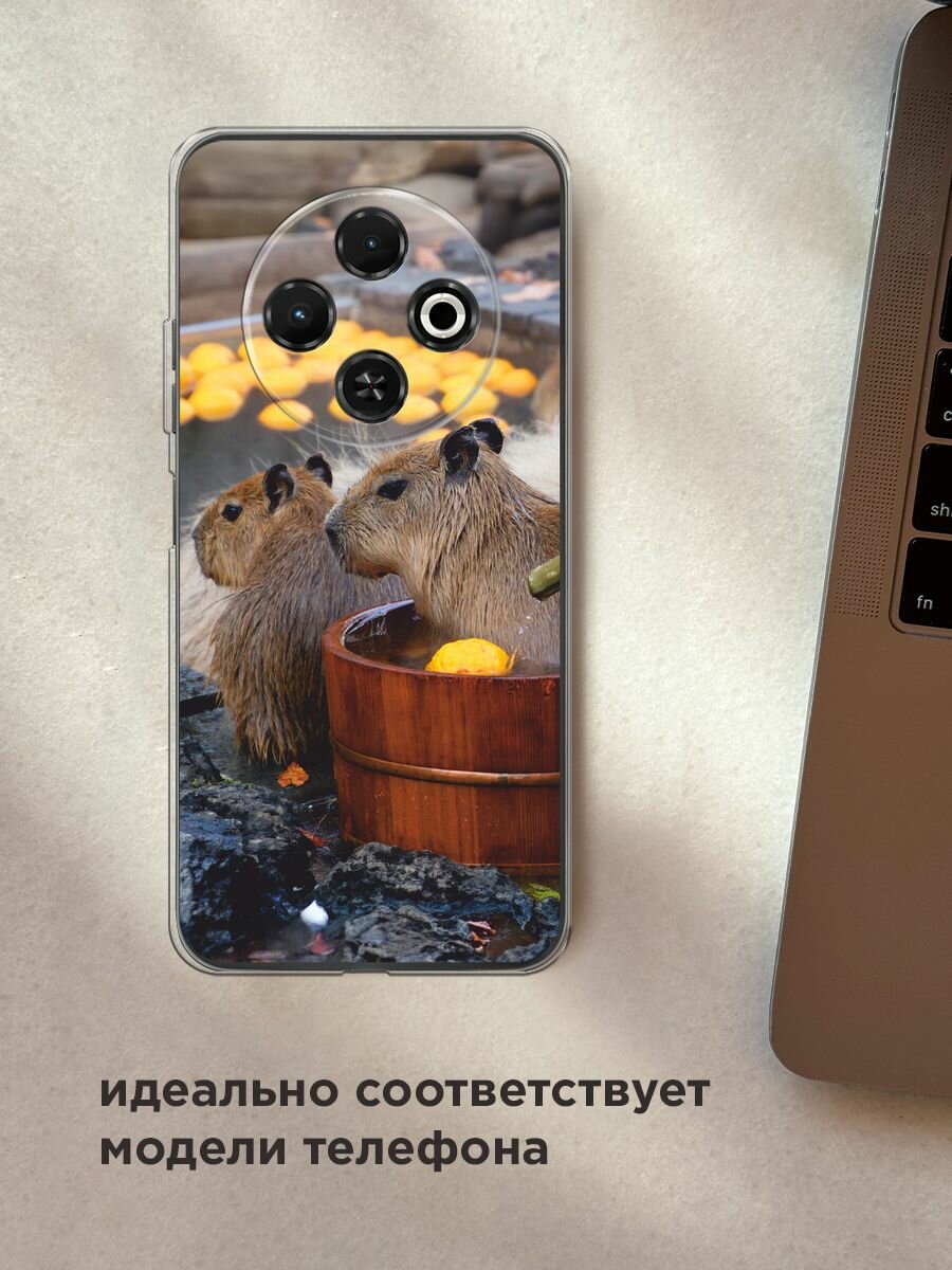 Чехол на Tecno Spark 30C / Текно Спарк 30C с принтом "Капибары отмокают" — фото 1