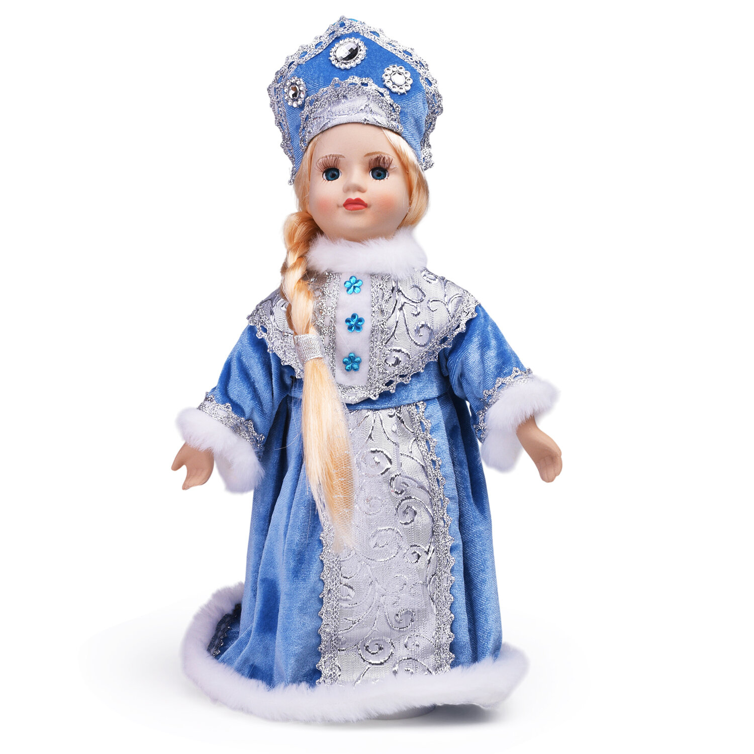 Кукла декоративная Снегурочка, на опоре, тело, руки и ноги-мягконабивные, голова и кисти-керамически