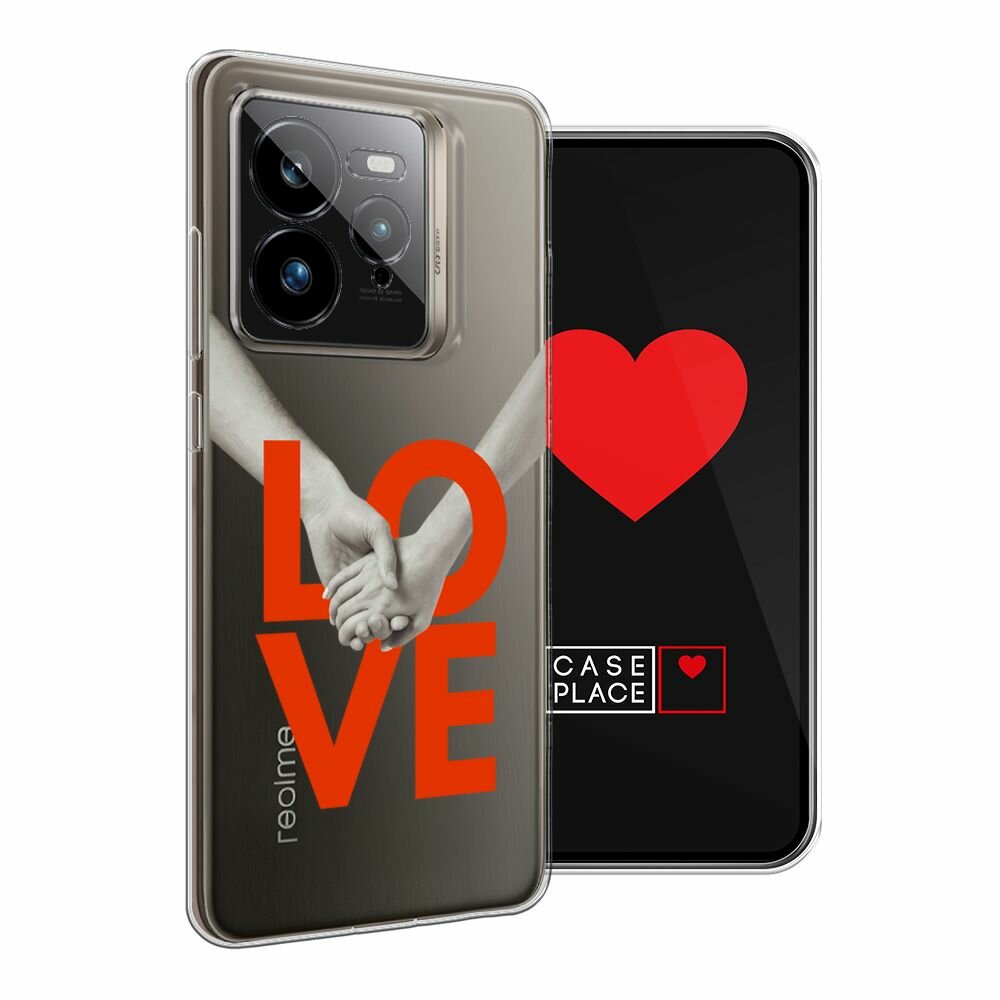 Чехол на Realme GT 7 Pro / Реалми GT 7 Про с принтом "Love holding hands - 14 февраля", прозрачный — фото 1