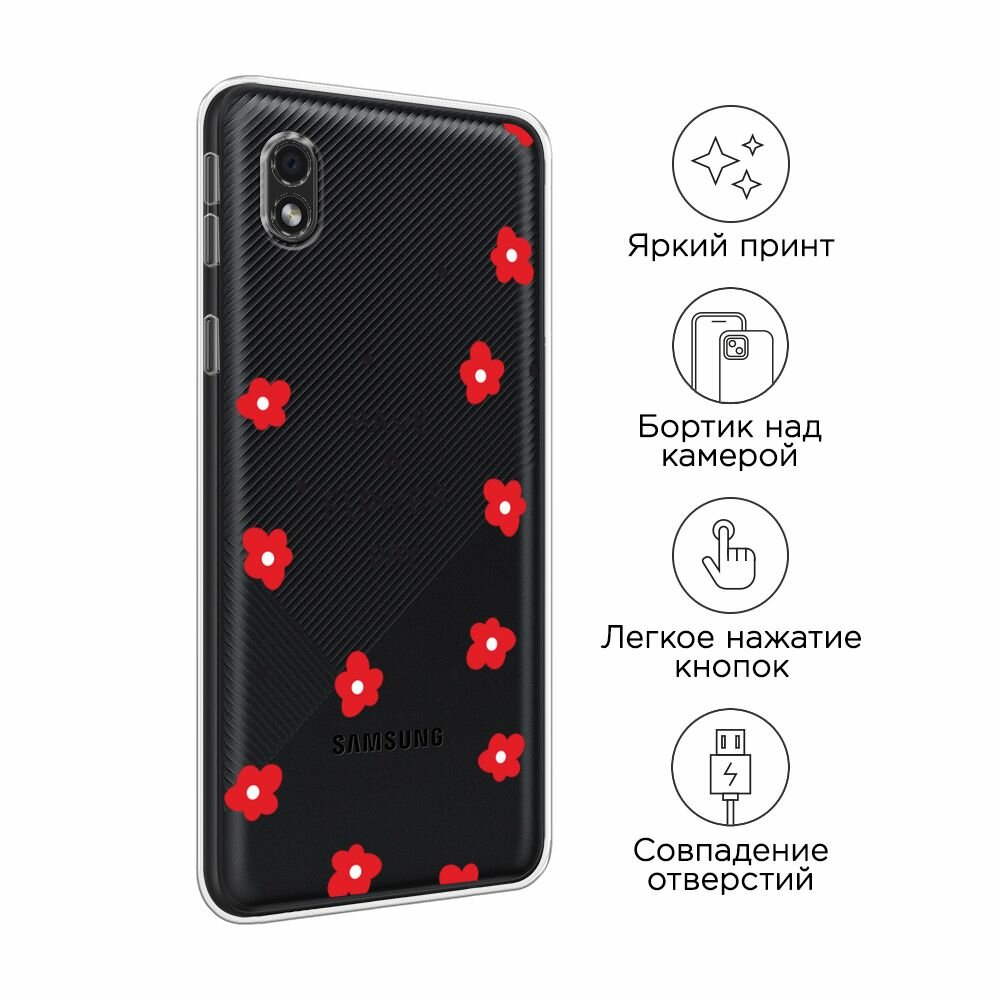 Чехол на Samsung Galaxy A01 Core / Самсунг Галакси А01 Core с принтом "Have a flower day 2", прозрачный — фото 1