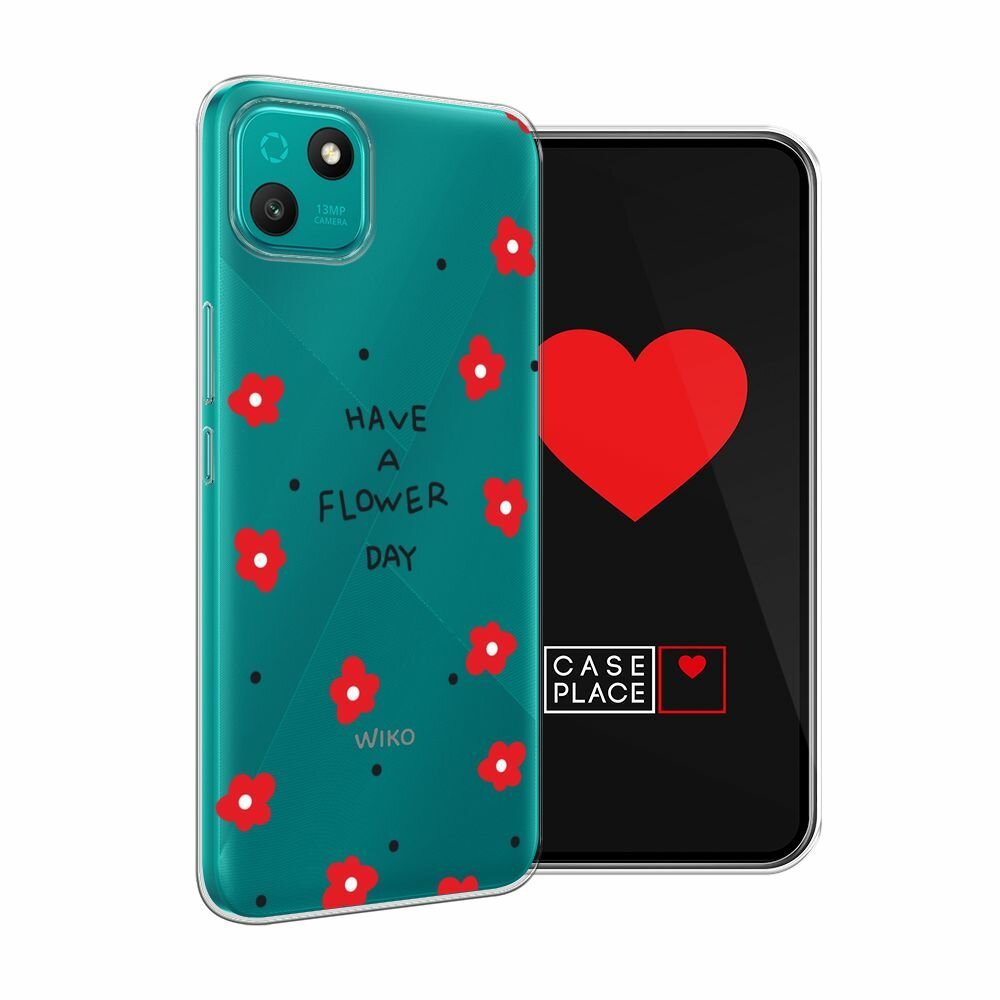 Чехол на Wiko T10 / Вико Т10 с принтом "Have a flower day 2", прозрачный — фото 1