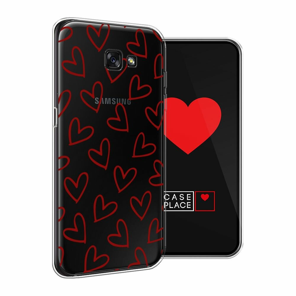 Чехол на Samsung Galaxy A7 2017 / Самсунг Галакси А7 2017 с принтом "Little hearts doodles 2 - 14 февраля", прозрачный — фото 1