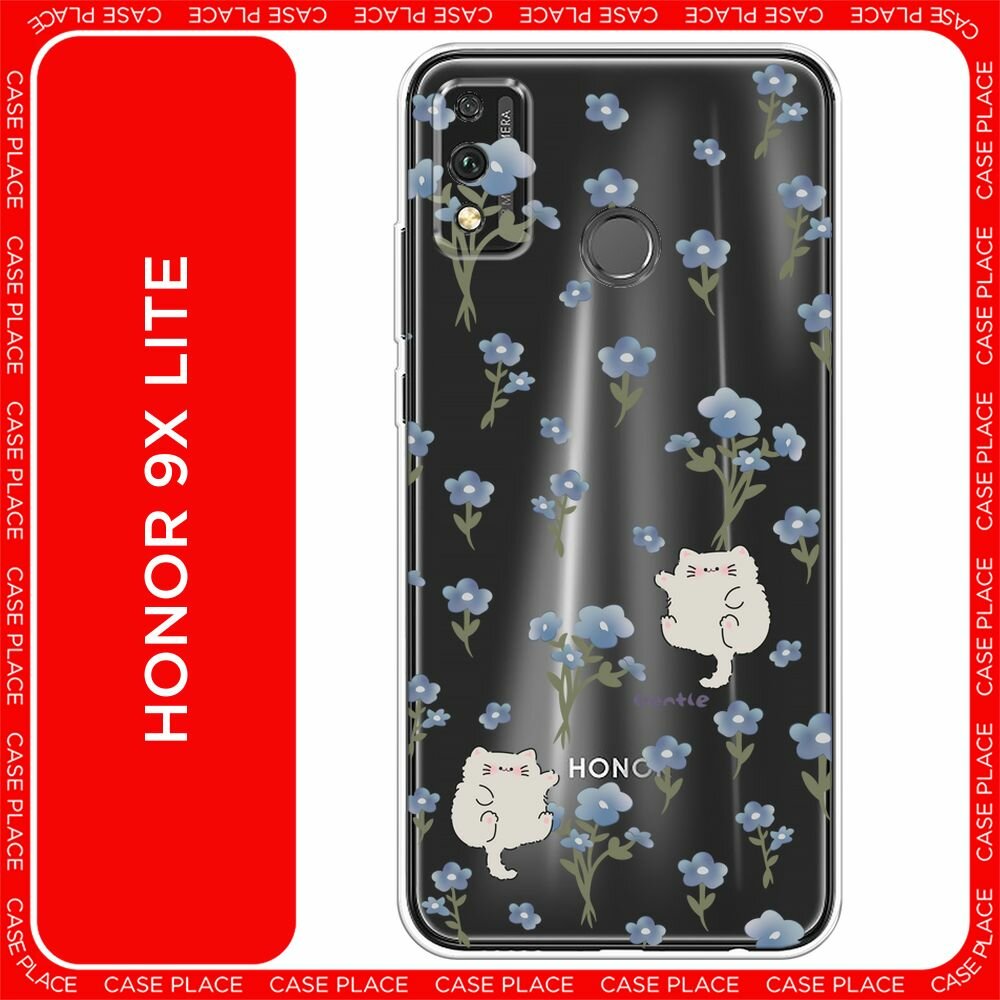 Чехол на Honor 9X Lite / Хонор 9X Лайт с принтом Gentle cats, прозрачный