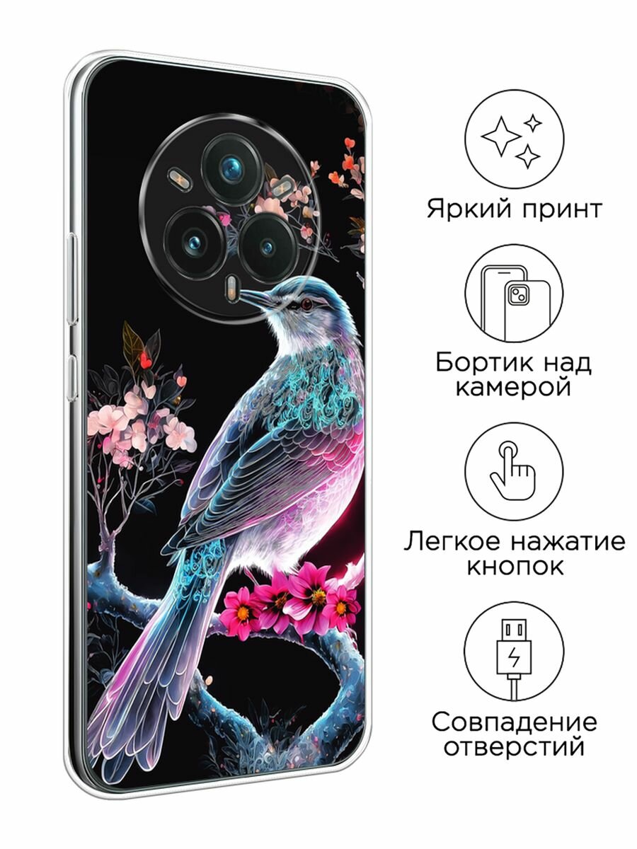 Чехол на Realme 14 Pro / Реалми 14 Про с принтом "Птица на цветущем дереве" — фото 1