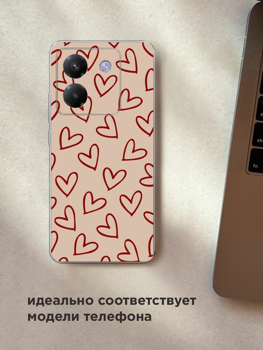 Чехол на Poco M7 Pro / Поко М7 Про с принтом "Little hearts doodles 1 - 14 февраля" — фото 1