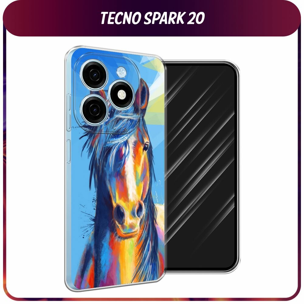 Чехол на Tecno Spark 20 / Текно Спарк 20 с принтом "Лошадь арт 3"