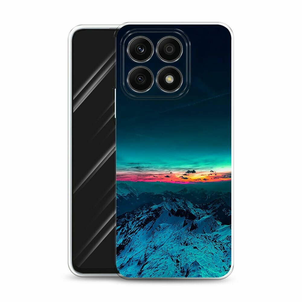 Силиконовый чехол на Honor X8A / Хонор X8A с принтом "Закат в горах" — фото 1
