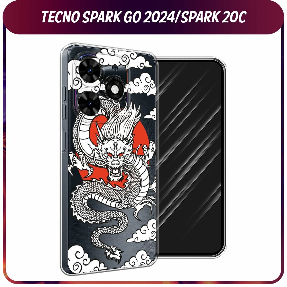 Чехол на Tecno Spark Go 2024/Spark 20C / Текно Спарк Го 2024/Спарк 20C с принтом Полёт с ножом, прозрачный