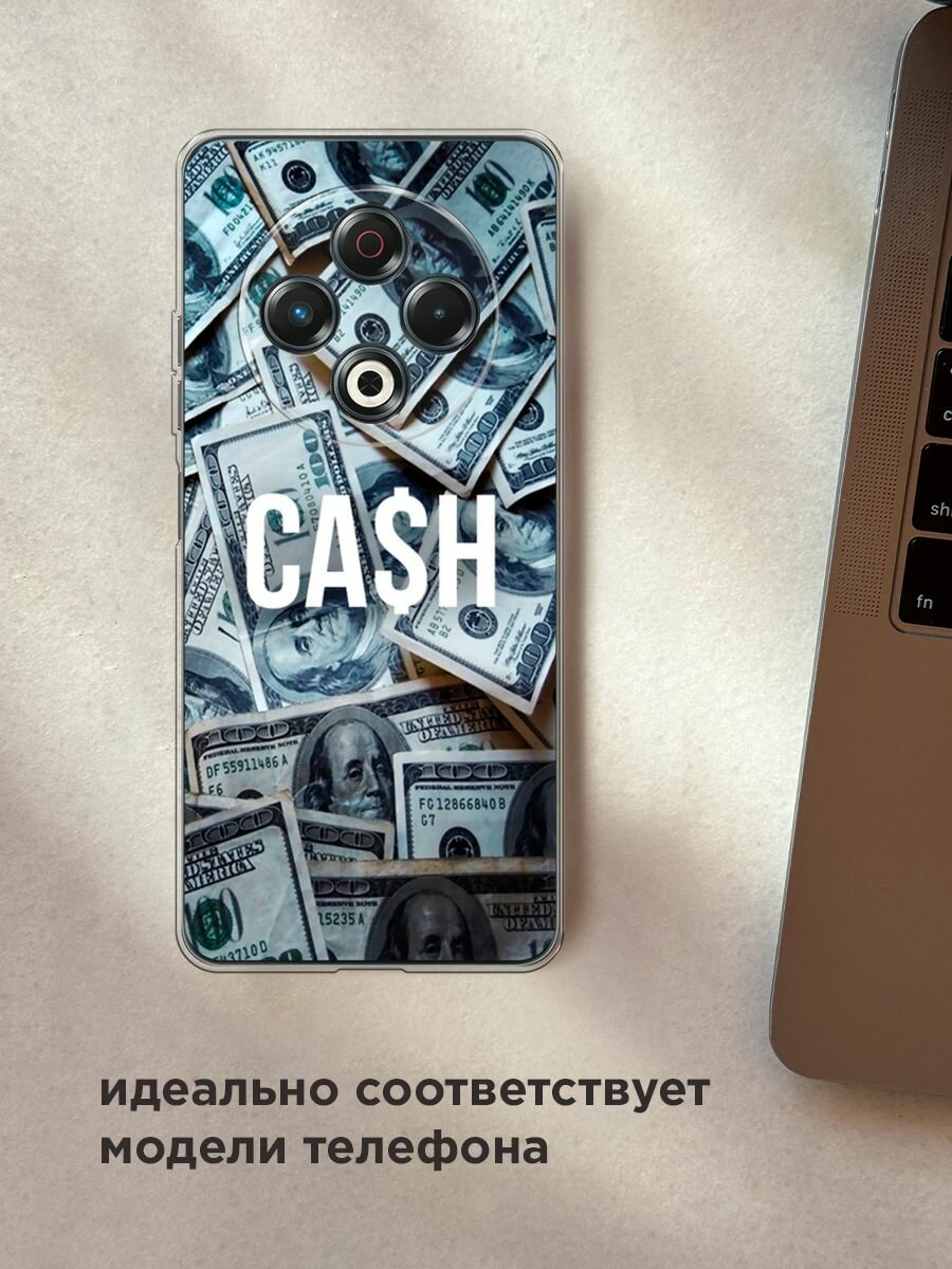 Силиконовый чехол на Tecno Spark 30 / Текно Спарк 30 с принтом "Cash" — фото 1