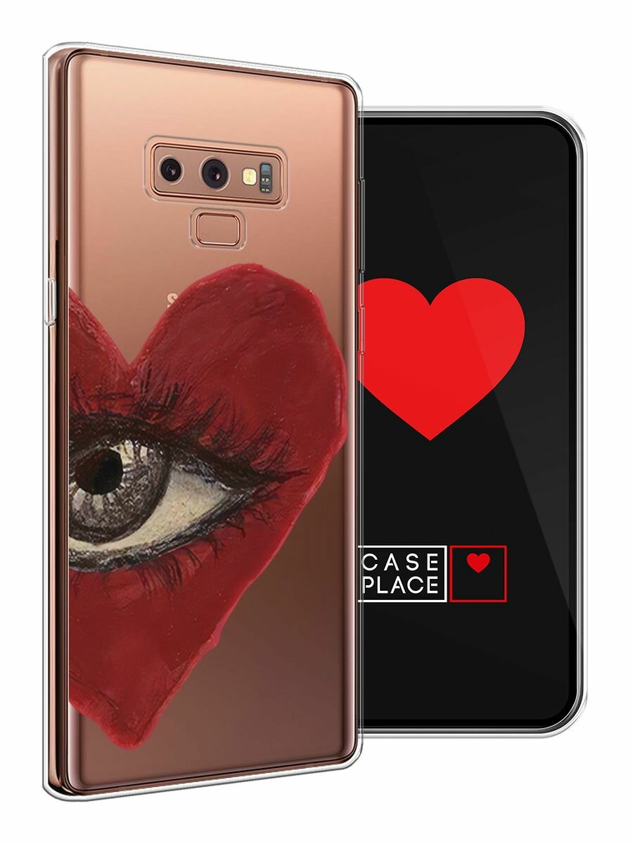 Чехол на Samsung Galaxy Note 9 / Самсунг Галакси Нот 9 с принтом "Большое сердце с глазом", прозрачный — фото 1