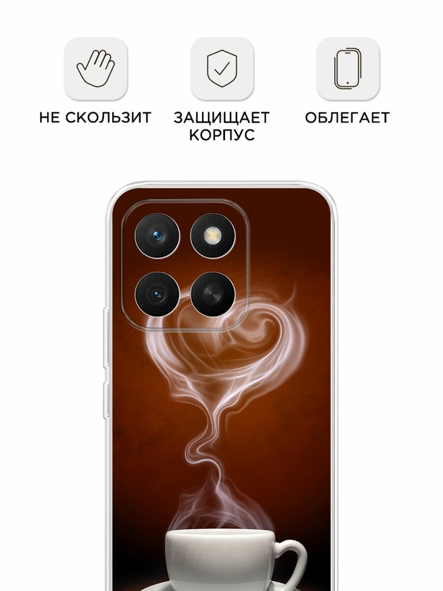 Силиконовый чехол на Honor X8c / Хонор X8c с принтом "Кофейная любовь" — фото 1