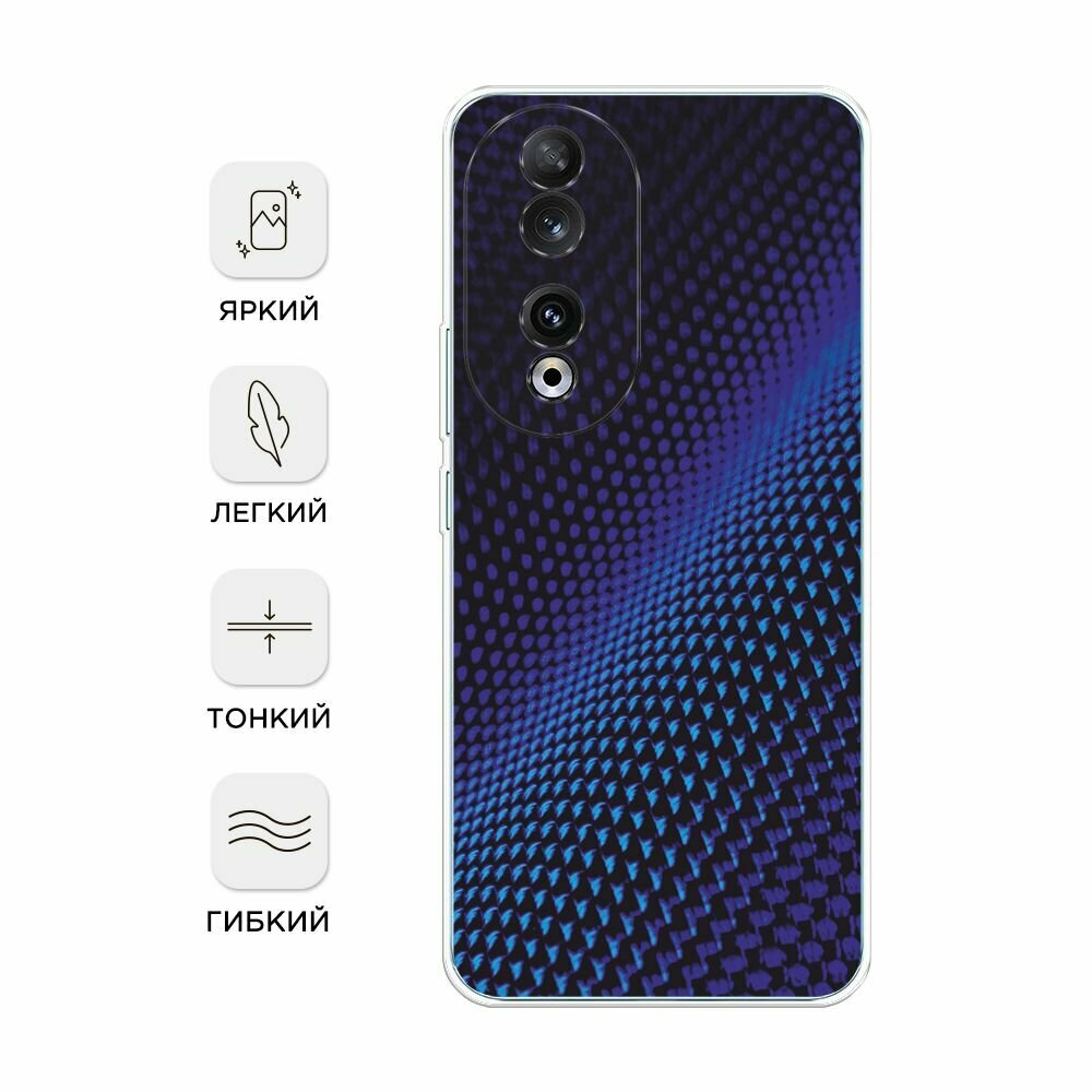 Силиконовый чехол на Honor 90 / Хонор 90 с принтом "Синий карбон" — фото 1