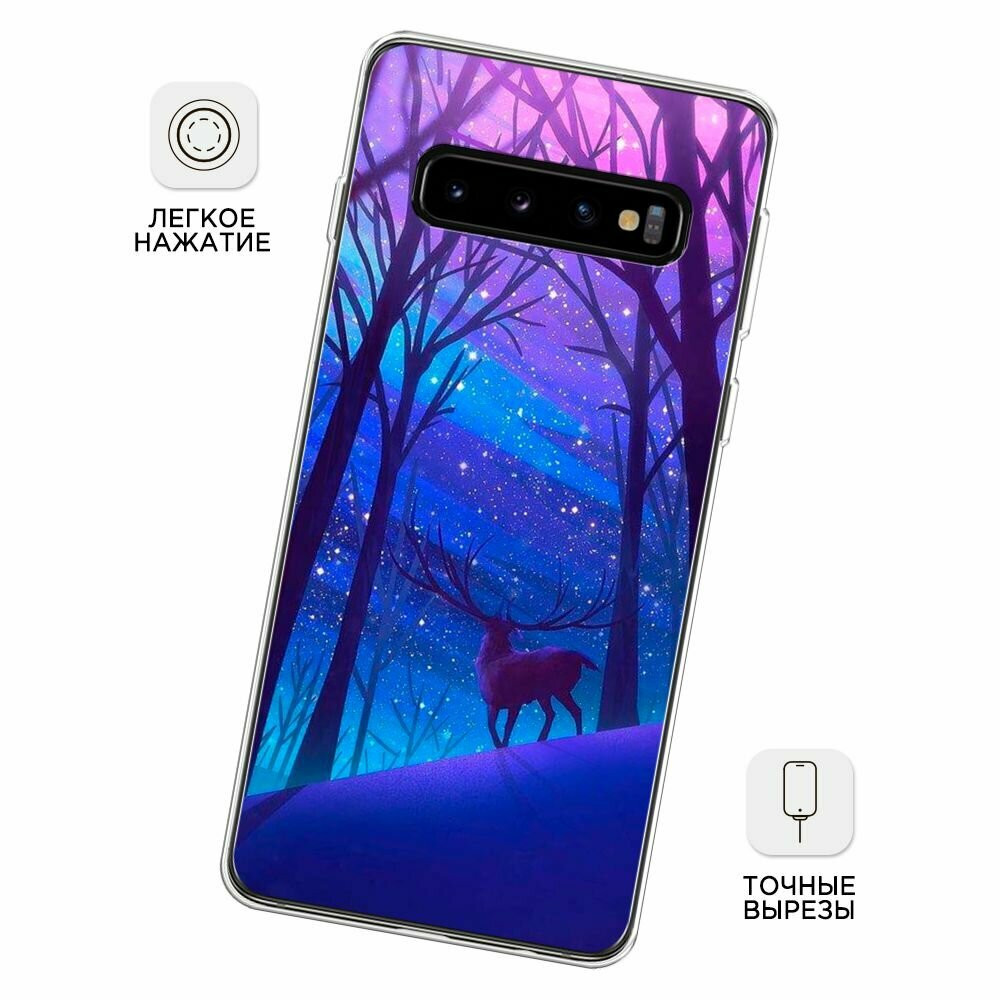Чехол на Samsung Galaxy S10 + / Самсунг Галакси S10 Плюс с принтом "Северный олень" — фото 1
