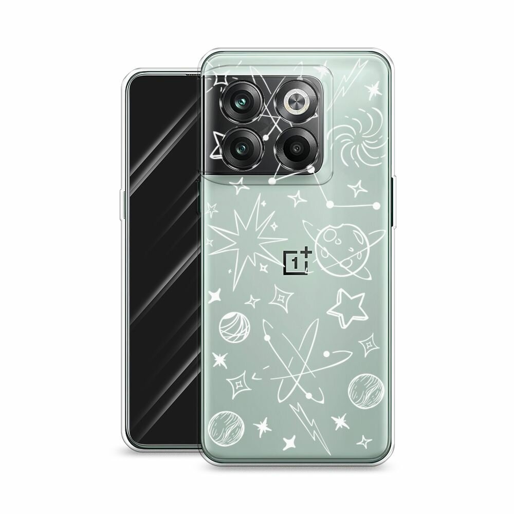 Чехол на OnePlus 10T / Ван плюс 10T с принтом "Космическая вселенная", прозрачный — фото 1