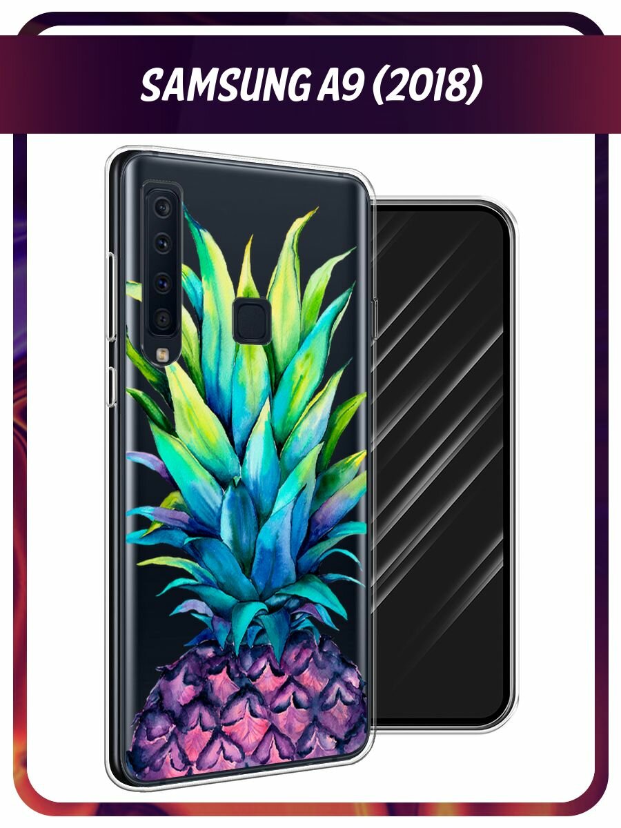 Чехол на Samsung Galaxy A9 2018 / Самсунг Галакси А9 2018 с принтом Яркий ананас, прозрачный
